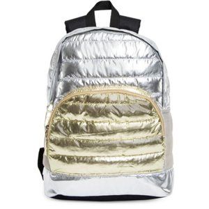 Gift Yenta | Accessories | Quilted Puffer Backpack Metallic Silver Gold ...